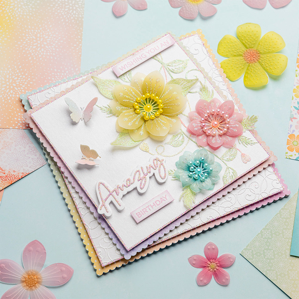 Rainbow Flower Birthday - Flower Builder Collection Card Tutorial ...