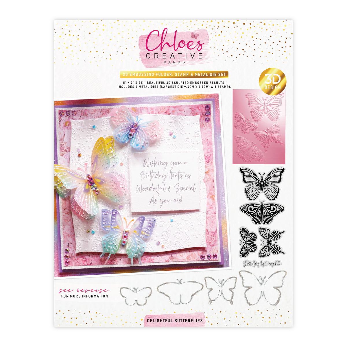 Chloe's Creative Cards 5x7 3D Embossing Folder, Metal Die & Stamp Set ...
