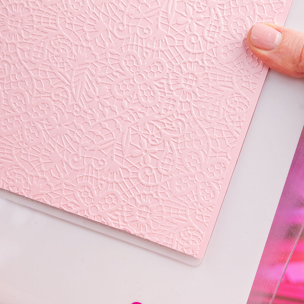 Chloe's Creative Cards 8x8 Embossing Folder - Lace Background – Chloes ...