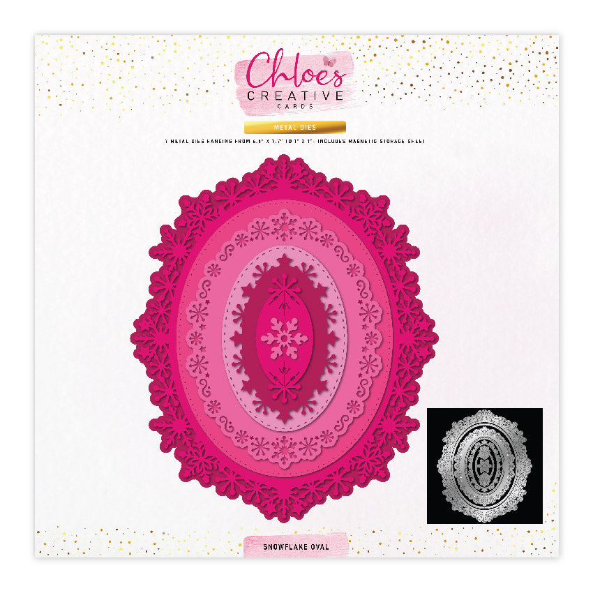Chloes Creative Cards Metal Die Set - 8X8 Snowflake Oval