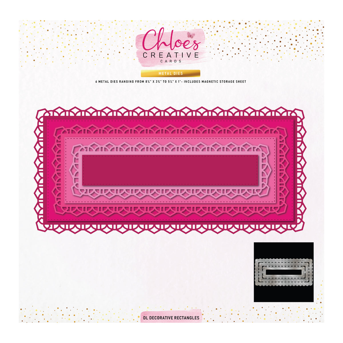 Chloe's Creative Cards Metal Die Set - DL Decorative Rectangles ...