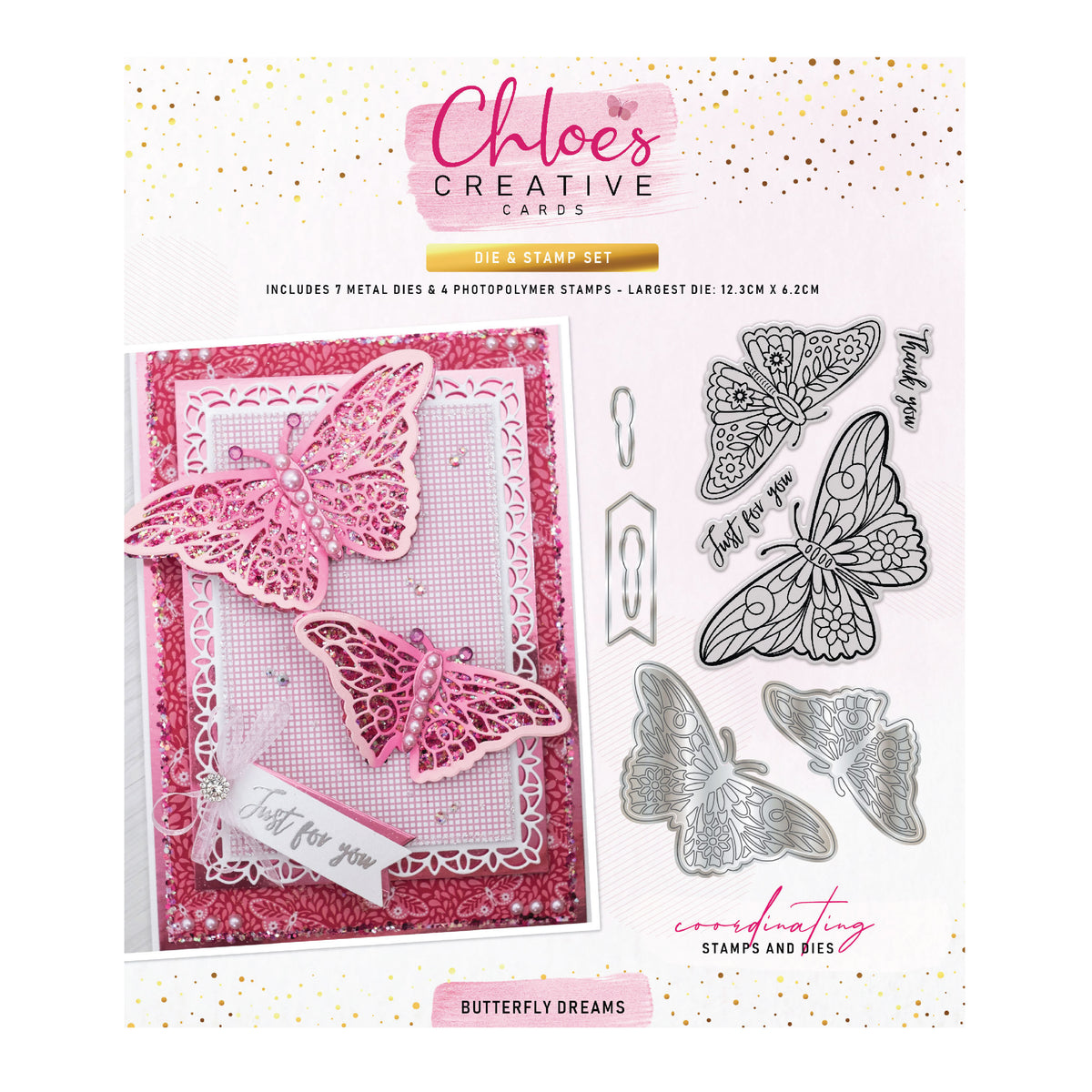 Chloes Creative Cards Die & Stamp Set - Butterfly Dreams