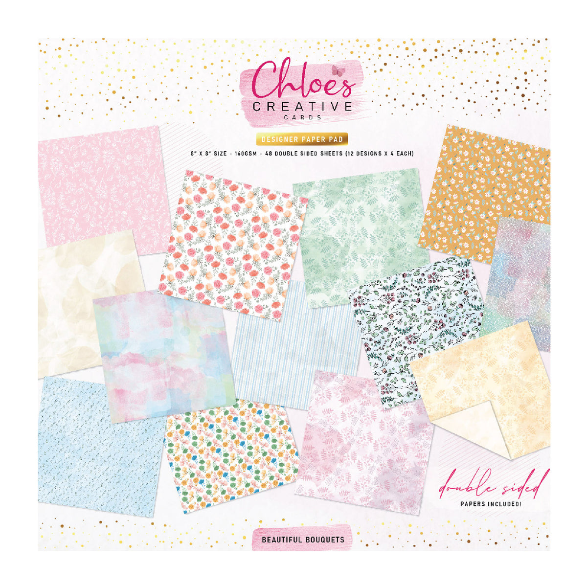 Chloes Creative Cards 8x8 Designer Printed Paper Pad - Beautiful Bouqu